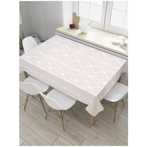 Скатерть прямоугольная JoyArty на кухонный стол "Нежные узоры" из оксфорда, 120x145 см