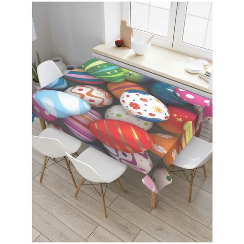 Скатерть прямоугольная JoyArty на кухонный стол "Пасхальные яйца" из оксфорда, 180x145 см