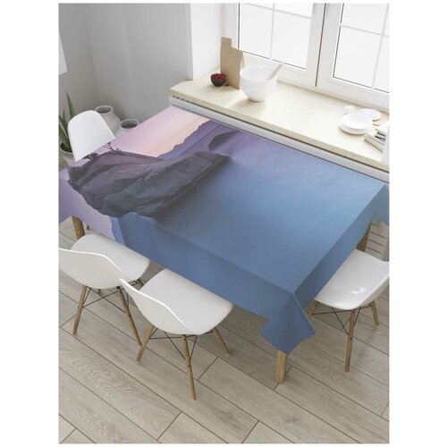 Скатерть прямоугольная JoyArty на кухонный стол "Скала в море" из оксфорда, 180x145 см