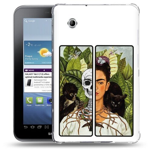 Чехол задняя-панель-накладка-бампер MyPads сдвоенная картинка девушка скелет для Samsung Galaxy Tab 2 7.0 GT-P3100/P3110 противоударный