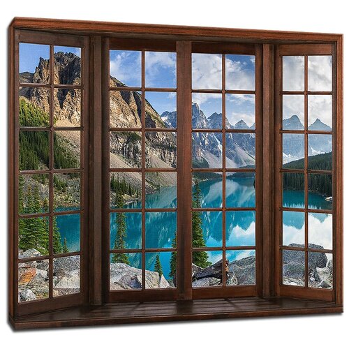 Картина Уютная стена "Окно с видом на горное озеро" 80х60 см
