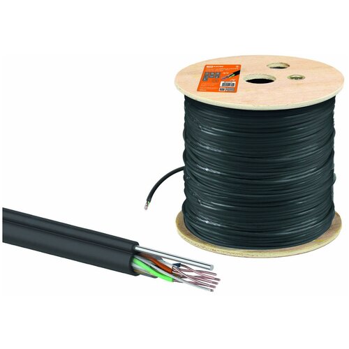 Кабель витая пара U/UTP Cat 5e 4х2х24AWG (305м) solid, PE для наружн. прокл, чёрный, трос 1,2мм TDM