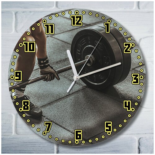 Настенные часы УФ Спорт (интерьер, мотивация, тренажёрный зал, качалка, штанга) - 1273