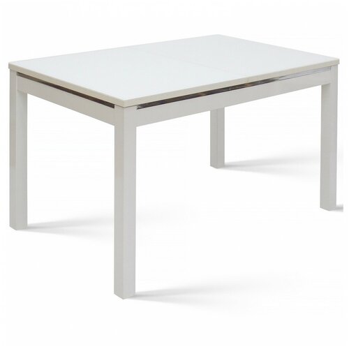 Раздвижной обеденный стол БАРОН-4 экстрабелое стекло / белый
