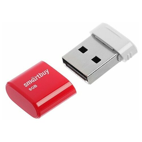 Флешка Smartbuy Lara, 8 Гб, USB2.0, чт до 25 Мб/с, зап до 15 Мб/с, красная (1шт)