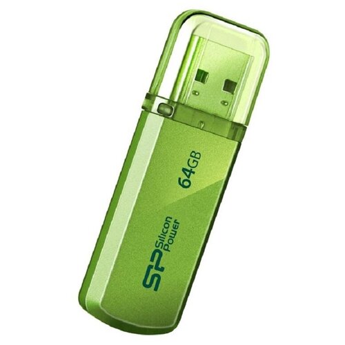 Флеш-память Silicon Power Helios 101 64GB USB 2.0, зеленый, алюминий, 1 шт.