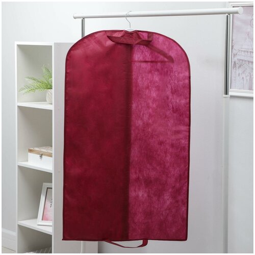 Чехол для одежды 60x100 см, спанбонд, цвет бордо