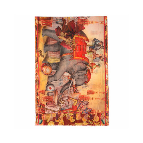 Палантин Павловопосадская платочная мануфактура,230х80 см, красный, коричневый