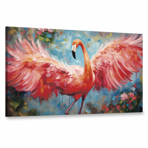 Интерьерная картина 100х60 "Королевская красота фламинго"