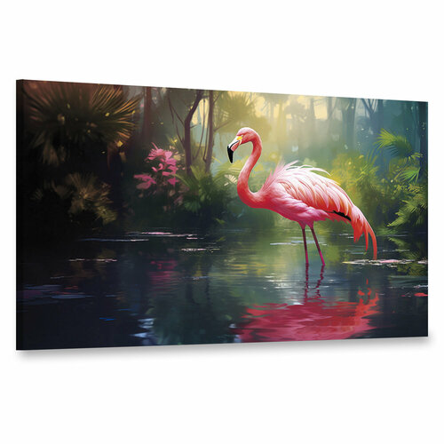 Интерьерная картина 100х60 "Огненная грация фламинго"