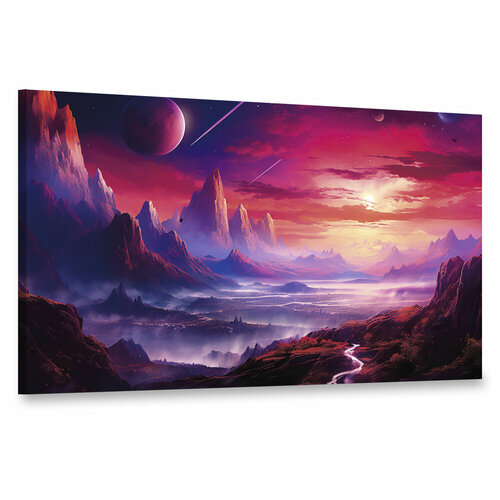 Интерьерная картина 100х60 "Закат на Планете Вселенной"