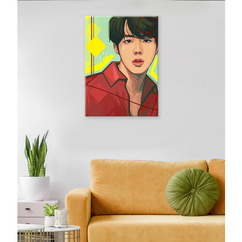 Картина/Картина на холсте/Картина на холсте для интерьера/Картина на стену/Картина в подарок для дома/- BTS Ким Сокджин яркий арт 40х60