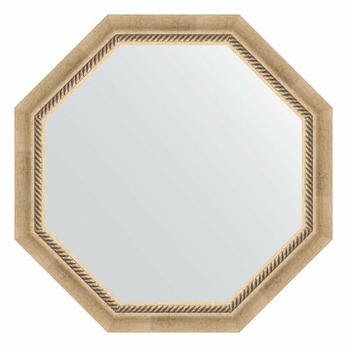 Зеркало настенное Octagon EVOFORM в багетной раме состаренное серебро с плетением, 73,2х73,2 см, для гостиной, прихожей и ванной комнаты, BY 3756