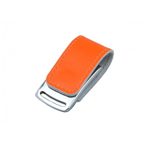 Кожаная флешка для нанесения логотипа с магнитным замком (32 Гб / GB USB 3.0 Оранжевый/Orange 216 Flash drive Магнетизм SK181)