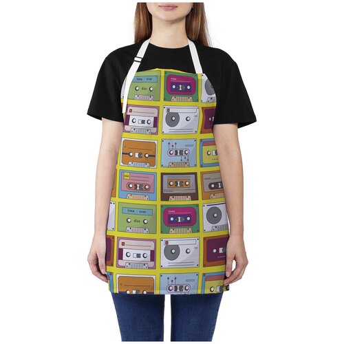 Фартук женский для готовки JoyArty "Коллекция кассет", универсальный размер
