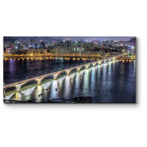 Модульная картина Мост через ночь, Сеул 160x80