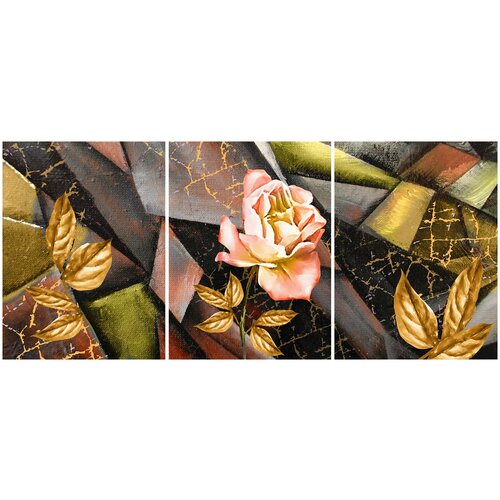 Модульная картина триптих Цветы 60х140