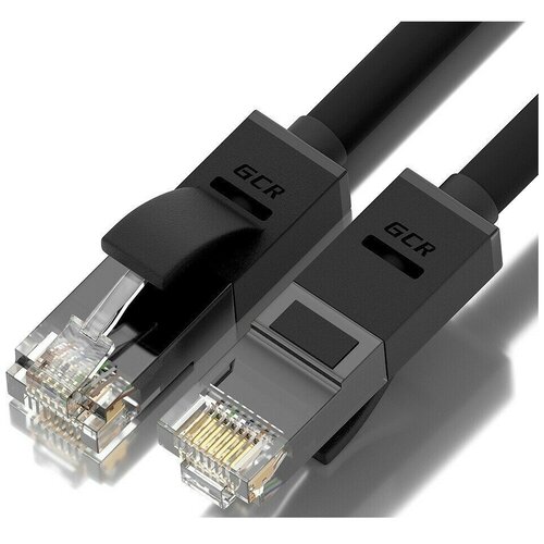 Кабель LAN для подключения интернета GCR cat5e RJ45 UTP 2м патч-корд patch cord шнур провод для роутер smart TV ПК черный литой