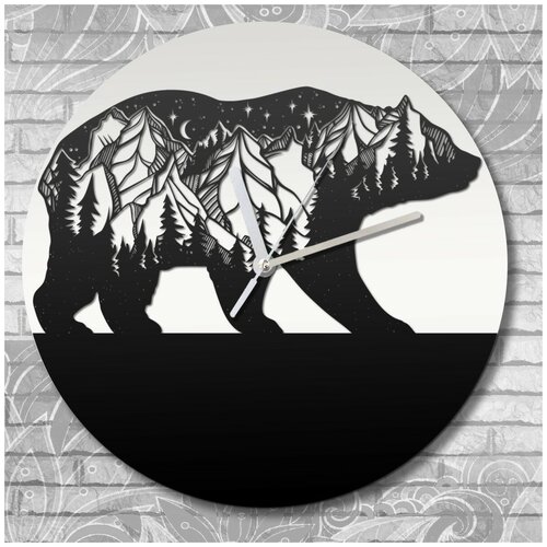 Настенные часы деревянные бесшумные животные (медведь) - 35