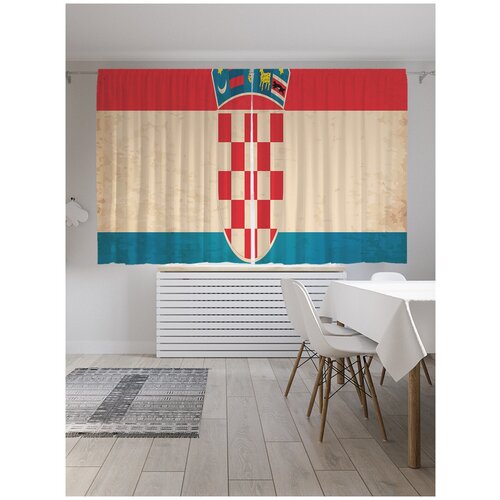 Шторы с фотопечатью JoyArty "Флаг Хорватии гранж" из сатена, 290х180 см