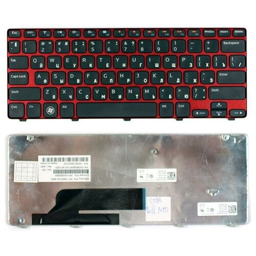 Клавиатура для ноутбука Dell Inspiron M102Z черная с красной рамкой