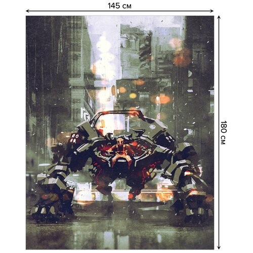 Скатерть прямоугольная JoyArty "Роботы будущего" из сатена, 180x145 см