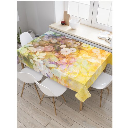 Скатерть прямоугольная JoyArty "Красочный сон с цветами" из сатена, 180x145 см