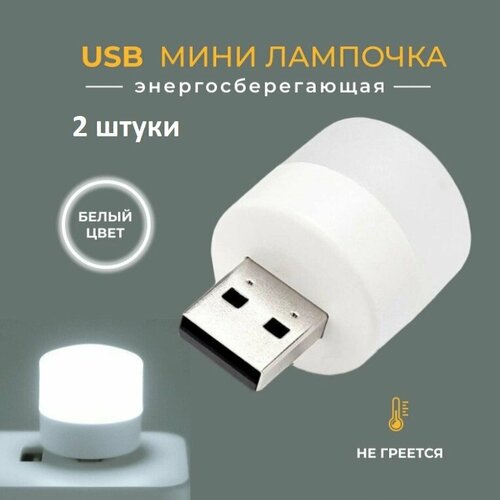 Портативная лампа светильник с питанием USB, холодный свет, 2 шт