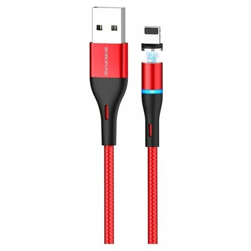 Кабель Borofone BU16 USB - Lightning 1.0м 2.4A ткань (Красный)