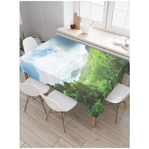Скатерть прямоугольная JoyArty "Тропические джунгли" из сатена, 180x145 см