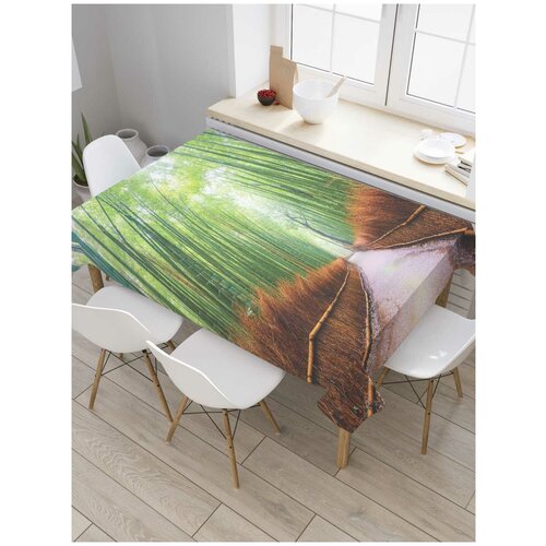 Скатерть прямоугольная JoyArty на кухонный стол "Бамбуковый заповедник" из оксфорда, 180x145 см