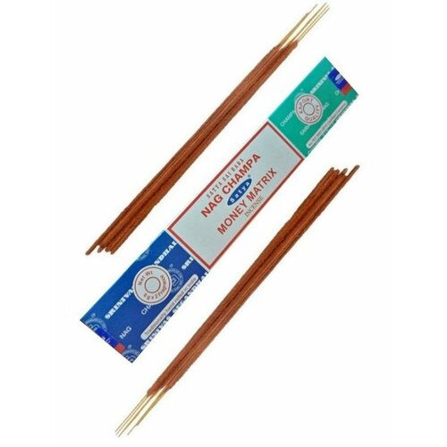 Satya COMBO NAG CHAMPA + MONEY MATRIX (Благовония комбо НАГ чампа + денежная матрица, Сатья), 16 г.