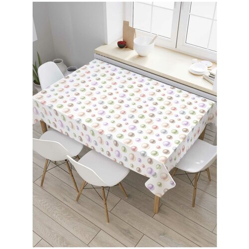 Скатерть прямоугольная JoyArty на кухонный стол "Пузырчатые украшения" из оксфорда, 180x145 см