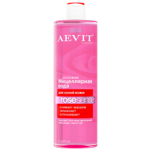Мицеллярная вода розовая для тусклой и сухой кожи Aevit by Librederm Rosesense 400 мл