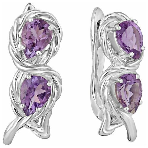 Серьги Lazurit Online, серебро, 925 проба, серебрение, аметист