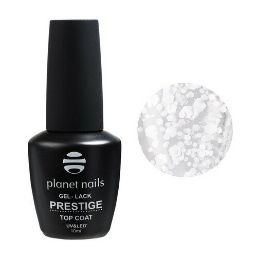 Planet nails Верхнее покрытие Prestige Glossy Top, snow white, 10 мл