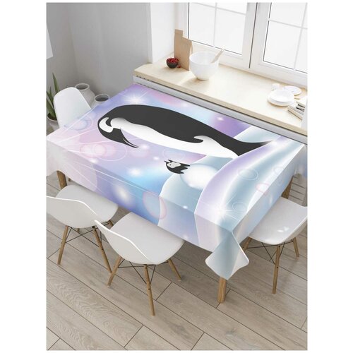 Скатерть прямоугольная JoyArty на кухонный стол "Счастье пингвинчика" из оксфорда, 120x145 см