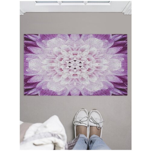Придверный коврик в прихожую JoyArty "Фиолетовый цветок" для обуви, на резиновой основе, 75x45 см