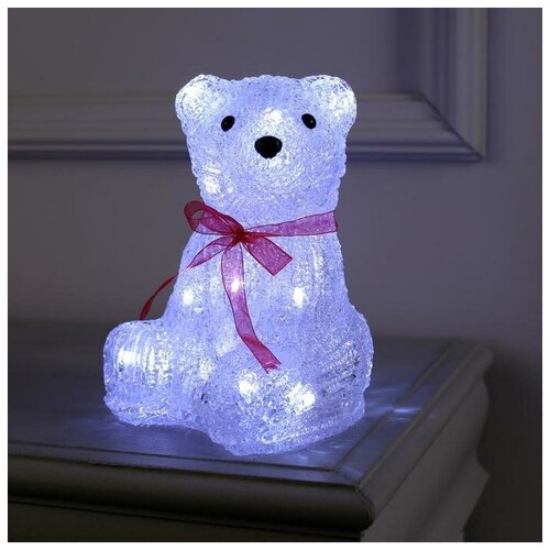 Luazon Lighting Светодиодная фигура «Медведь с бантом» 15 × 20 × 15 см, акрил, 20 LED, батарейки ААх3 (не в комплекте), свечение белое