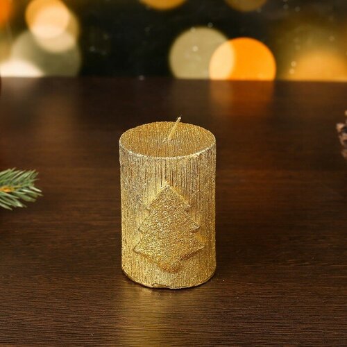 Свеча новогодняя "Ёлка" 5.5х8 см, золотая