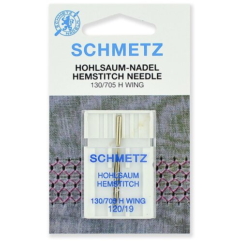 Игла/иглы Schmetz Hemstitch 130/705 H WING 120/19 для мережки, серебристый