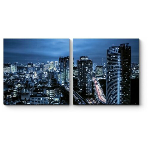Модульная картина Токийские небоскребы ночью 60x30