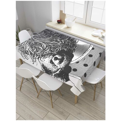 Скатерть прямоугольная JoyArty на кухонный стол "Плюшевый друг" из оксфорда, 180x145 см