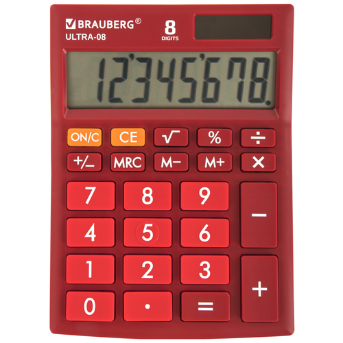 Калькулятор настольный BRAUBERG ULTRA-08, бордовый