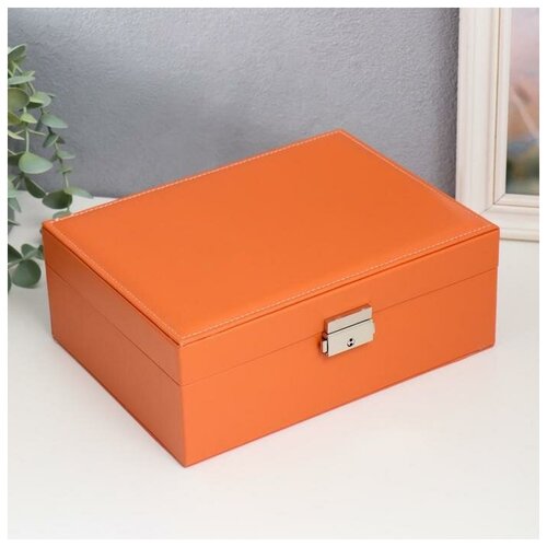 Шкатулка кожзам для украшений "Оранжевая матовая" 9х23х17 см./В упаковке шт: 1