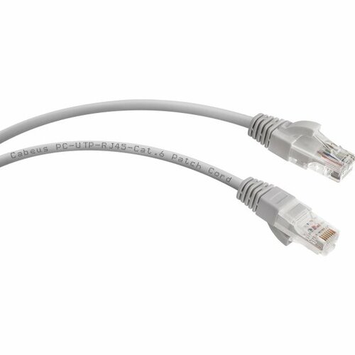 Патч-корд Cabeus U/UTP PC-UTP-RJ45-Cat.6-20m категория 6, 2xRJ45/8p8c, неэкранированный, серый, PVC, 20м