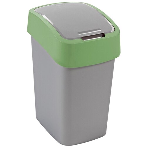 Ведро CURVER Flip Bin 02170, 10 л серебристый/зеленый 35 см 18.9 см 10 л прямоугольная 0.4 кг 23.5 см