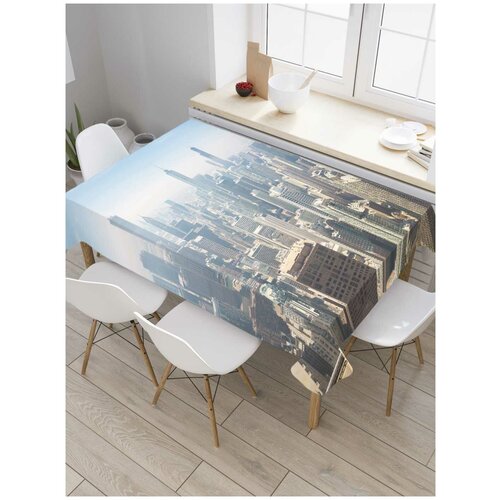 Скатерть прямоугольная JoyArty на кухонный стол "Небесные небоскребы" из оксфорда, 120x145 см