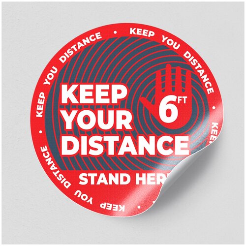 Наклейка напольная "Keep your distance" / 30x30 см. / 2 штуки