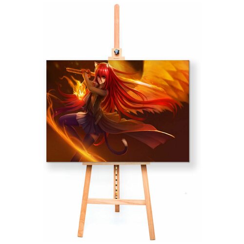 Интерьерная картина Coolpodarok Аниме Шакуган Девушка с огнеными крыльями и катаной